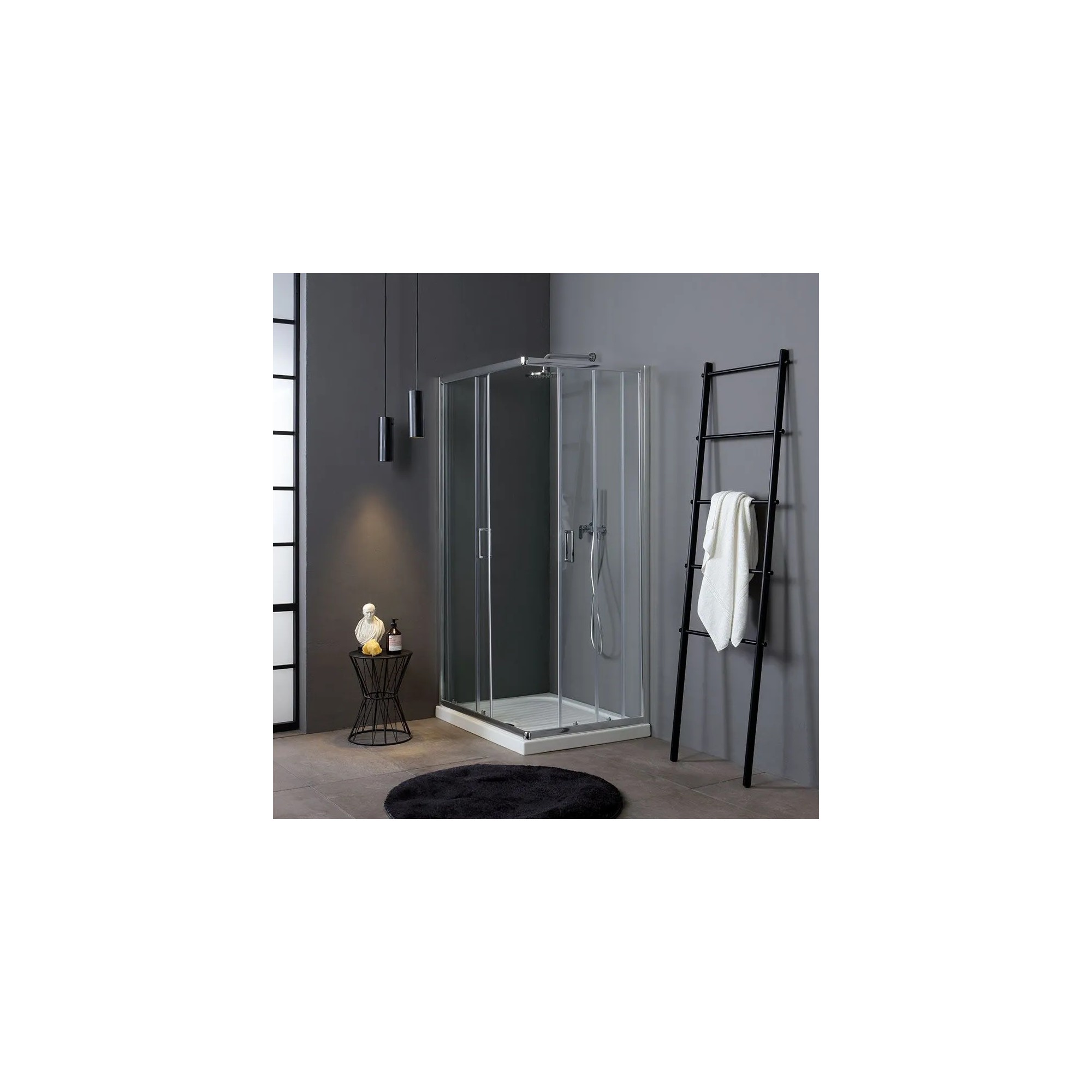 Box doccia 70x90x185h cm angolare profili in alluminio ante in vetro ...